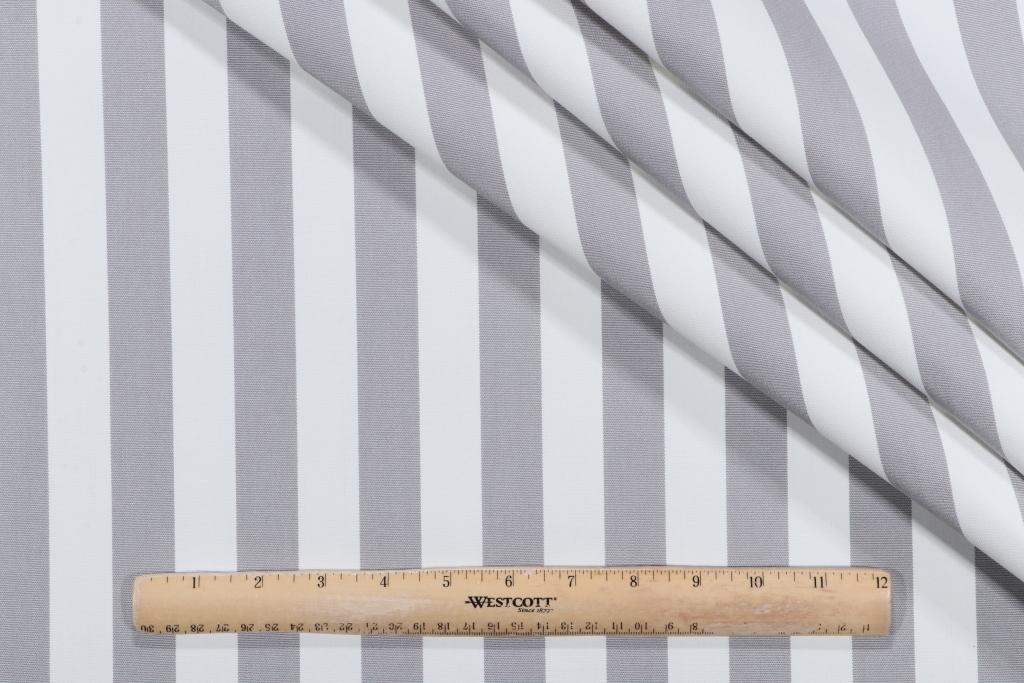 SunReal Patio Stripe Woven Solution Dyed Acrylic Outdoor Fabric in Ash Grey