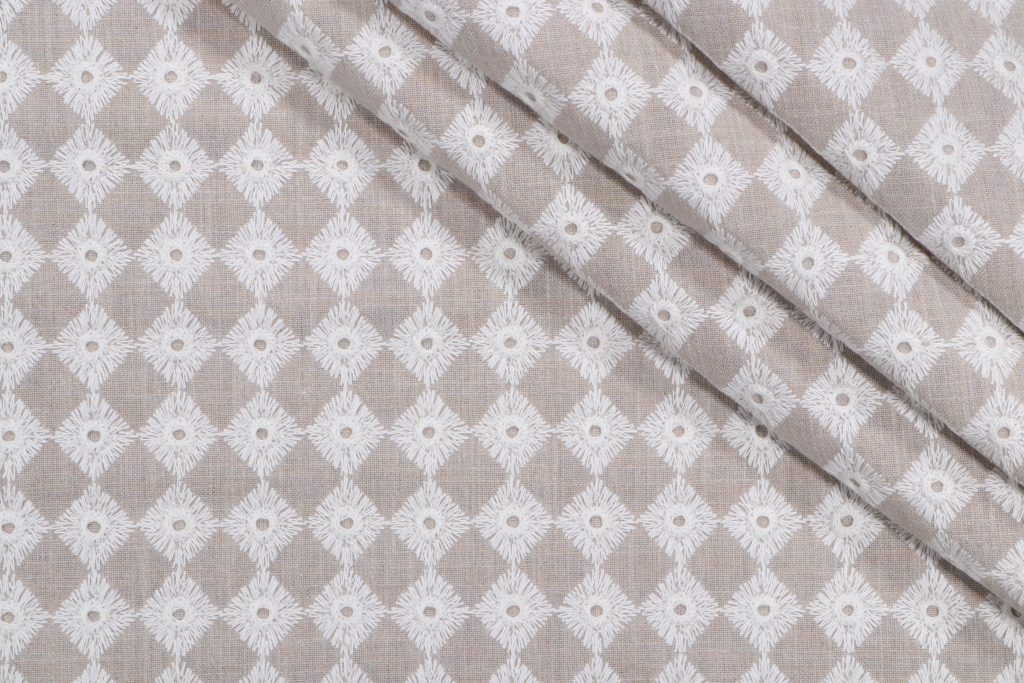 PK Lifestyles Encore Embroidered Drapery Fabric in Linen