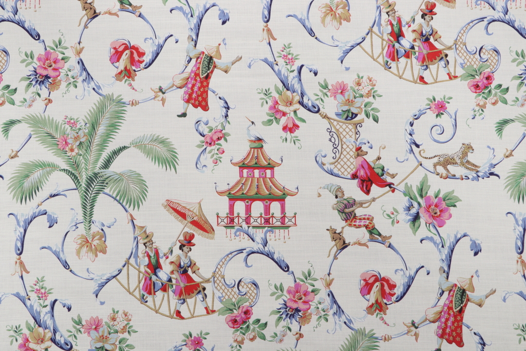 Waverly Mandarin Prose Printed Cotton Drapery Fabric in Spring