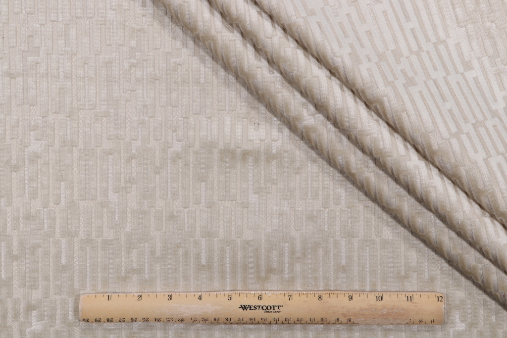 Geometric Velvet Upholstery Fabric in Linen