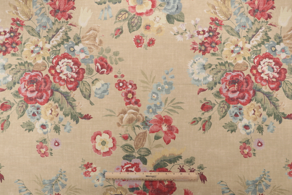 Kittridge Printed Cotton Drapery Fabric in Amber