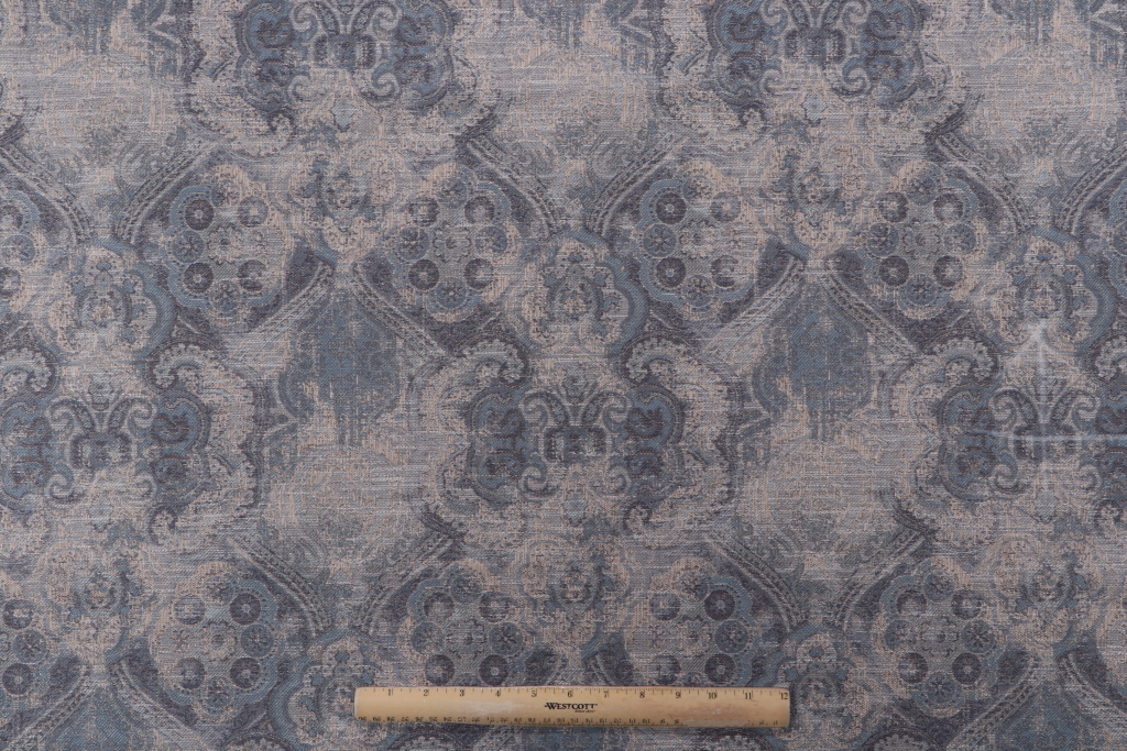 1 Yard Lynda Damask Decorator Fabric in Denim