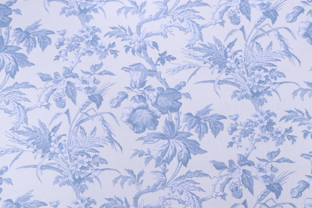 Covington Clara Printed Cotton Drapery Fabric in Blue