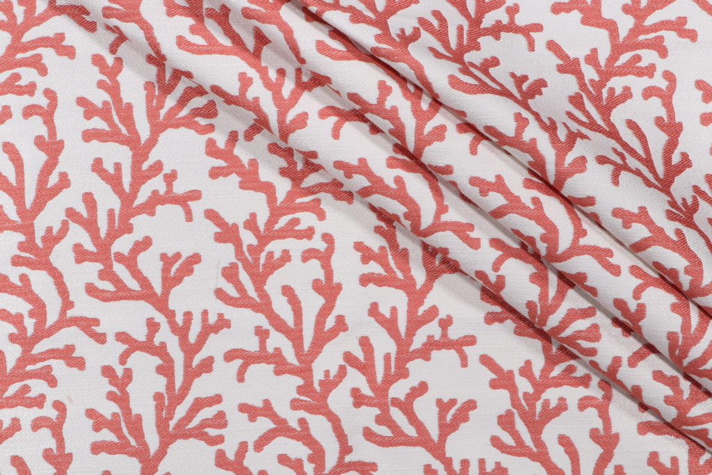 1 Yard Coral Field Woven Upholstery Fabric in Coral