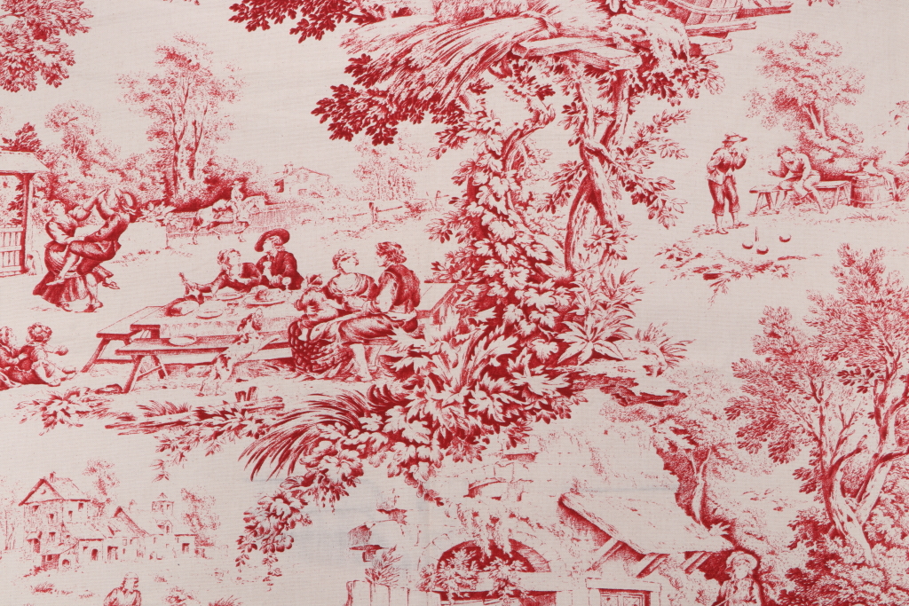 3.5 Yards Stof France Festin Printed Cotton Drapery Fabric in Bordeaux