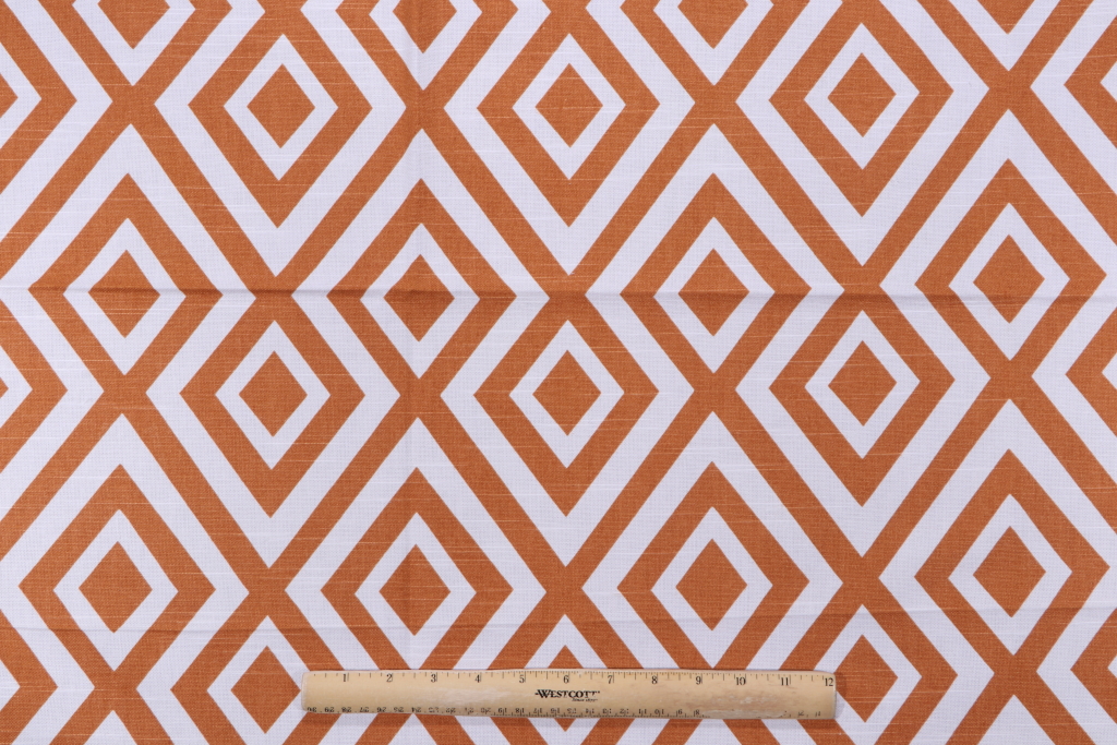 .63 Yards Richloom Fretwork Printed Cotton Drapery Fabric in Copper