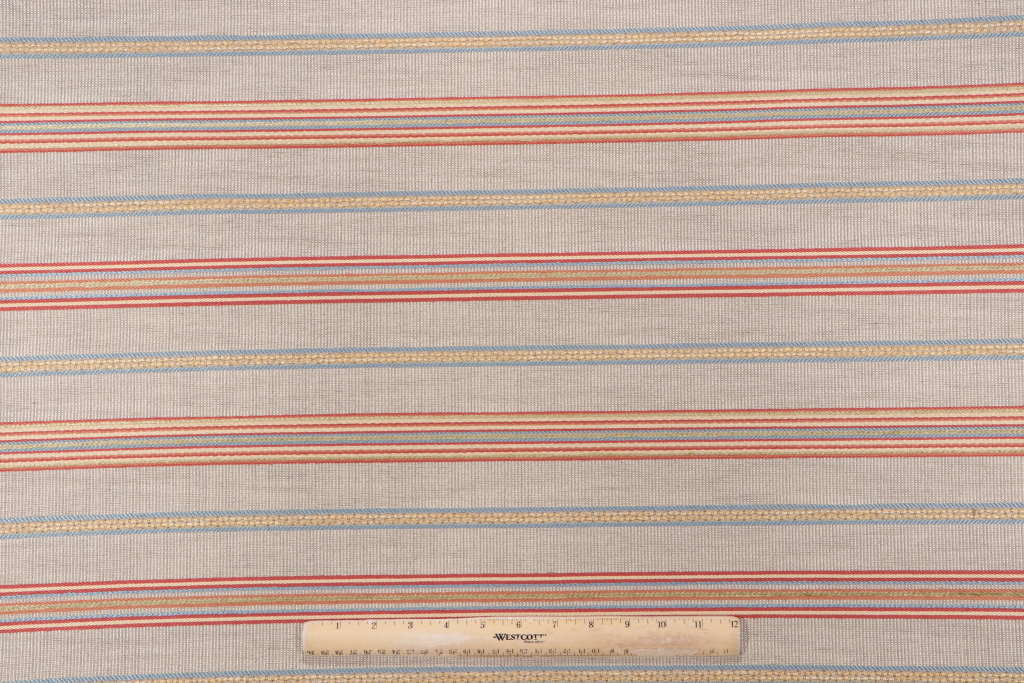5 Yards Sampler Stripe Woven Upholstery Fabric in Capri