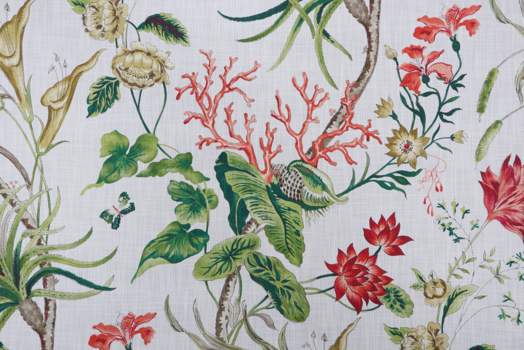 Sanderson Mauritus Printed Polyester Outdoor Fabric in Ivory