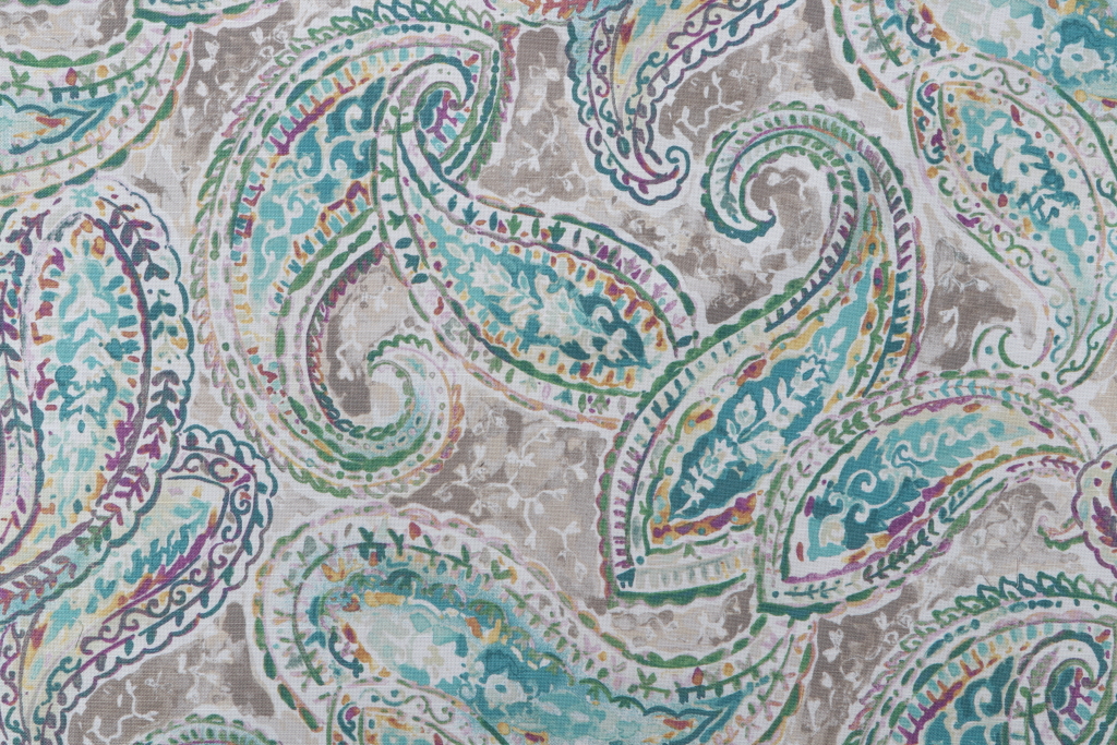 Kelly Ripa Home Bright & Lively Printed Cotton Drapery Fabric in Seaglass