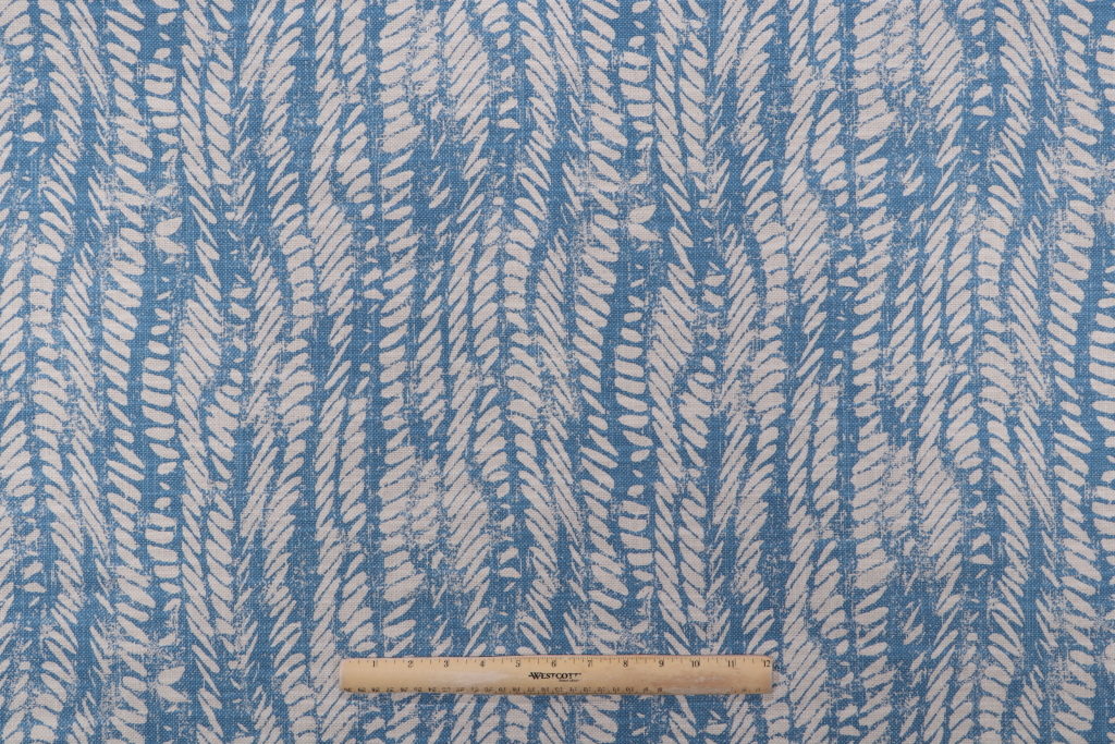 Sample of Kaufmann Jira Printed Drapery Fabric in Persian Blue