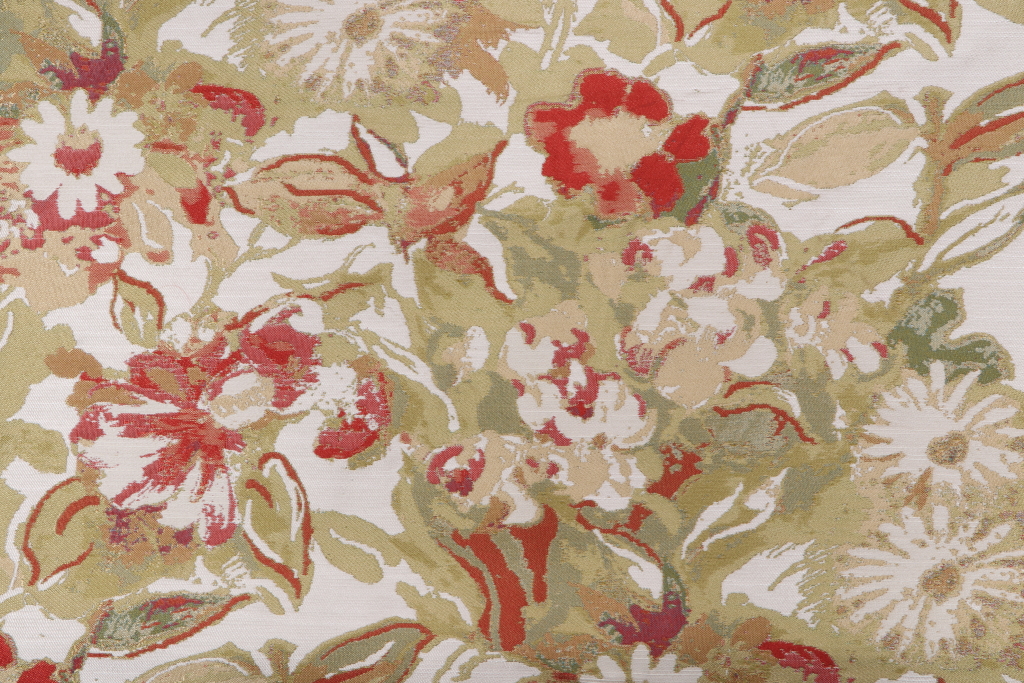 2 Yards Tropical Tapestry Upholstery Fabric in Ruby
