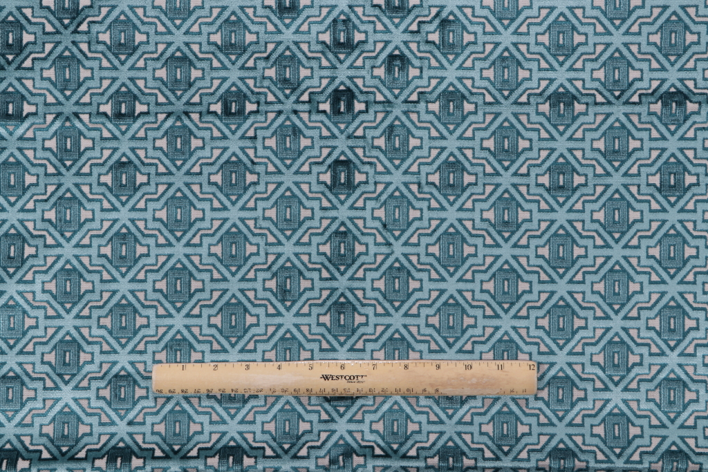 1 Yard Ibrahim Velvet Upholstery Fabric in Teal
