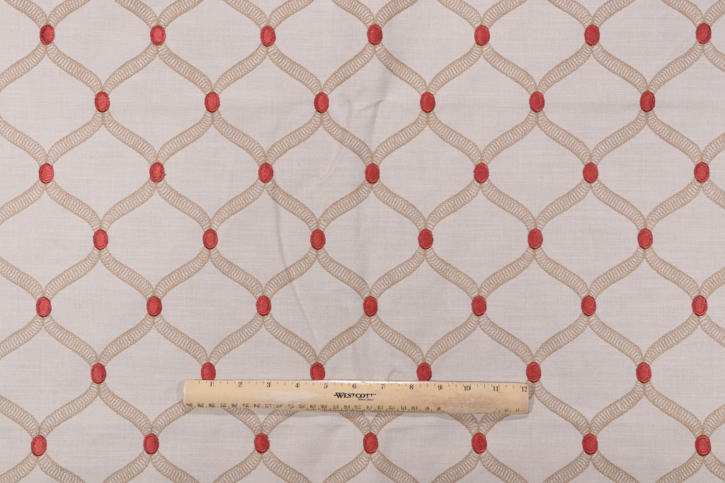 2.25 Yards Gregory Embroidered Drapery Fabric in Red