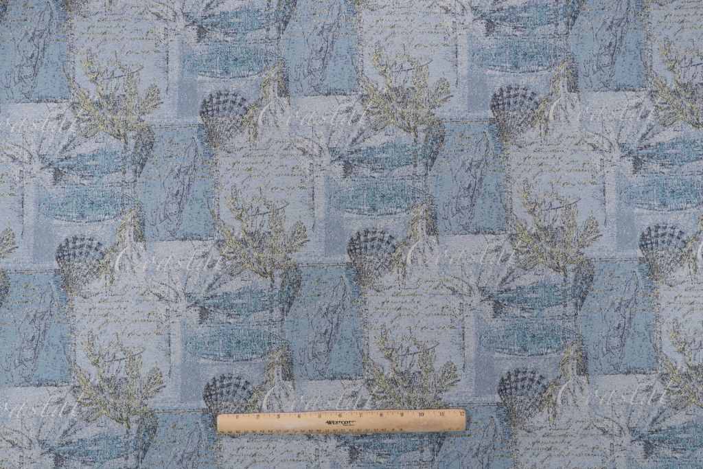 Golding Mariner's Script Tapestry Upholstery Fabric in Chartreuse
