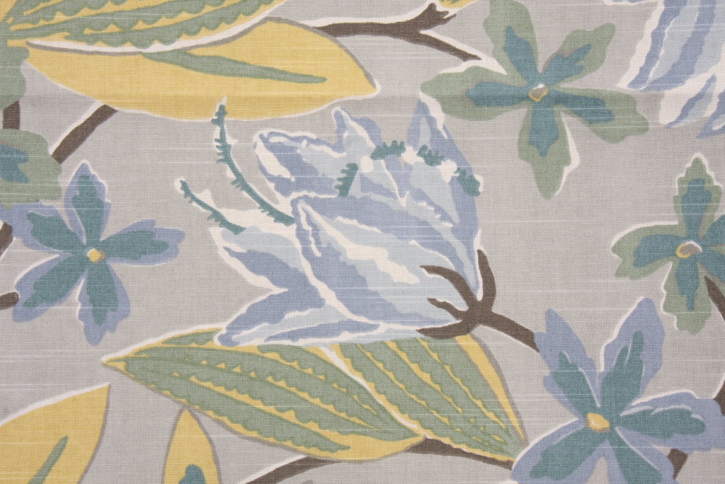 Robert Allen Bright Floral Printed Cotton Drapery Fabric in Rain