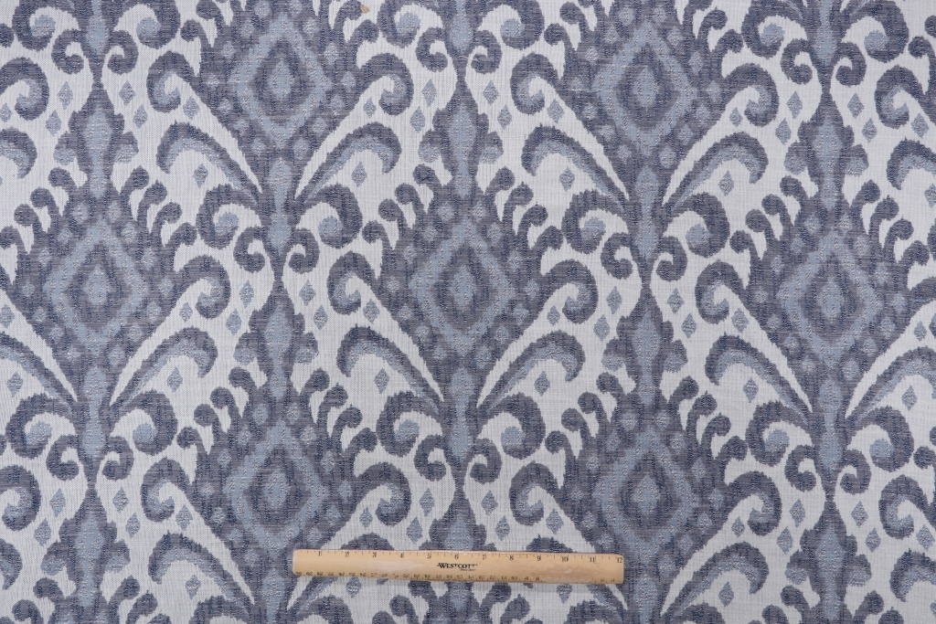 4.13 Yards Shaw Ikat Woven Upholstery Fabric in Indigo