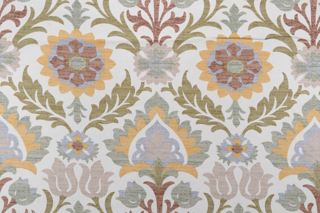 Waverly Santa Maria Printed Cotton Drapery Fabric in Pebble