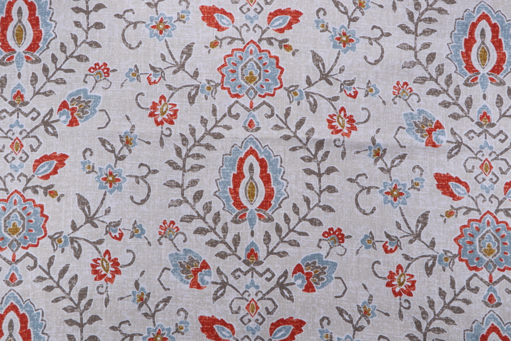 Vern Yip Kilim Printed Drapery Fabric in Mineral Garden for Fabricut