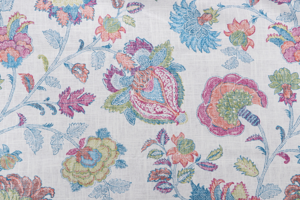 2.88 Yards Richloom Bronte Printed Linen Blend Drapery Fabric in Pool