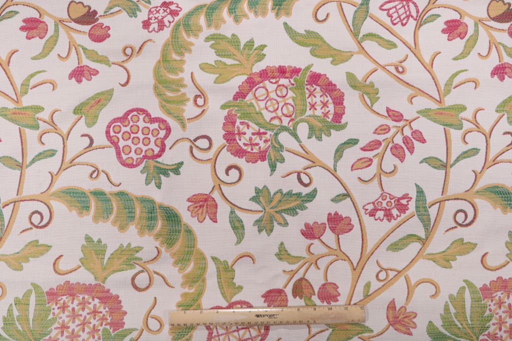 2.8 Yards Jacobean Tapestry Upholstery fabric in Raspberry