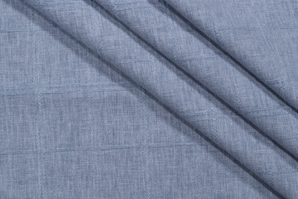 2 Yards Woven Window Pane Decorator Fabric in Chambray Blue