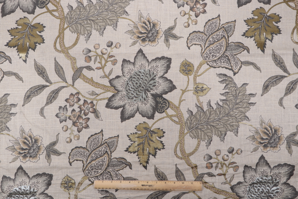 2 Yards Waverly Floral Printed Linen Blend Drapery Fabric