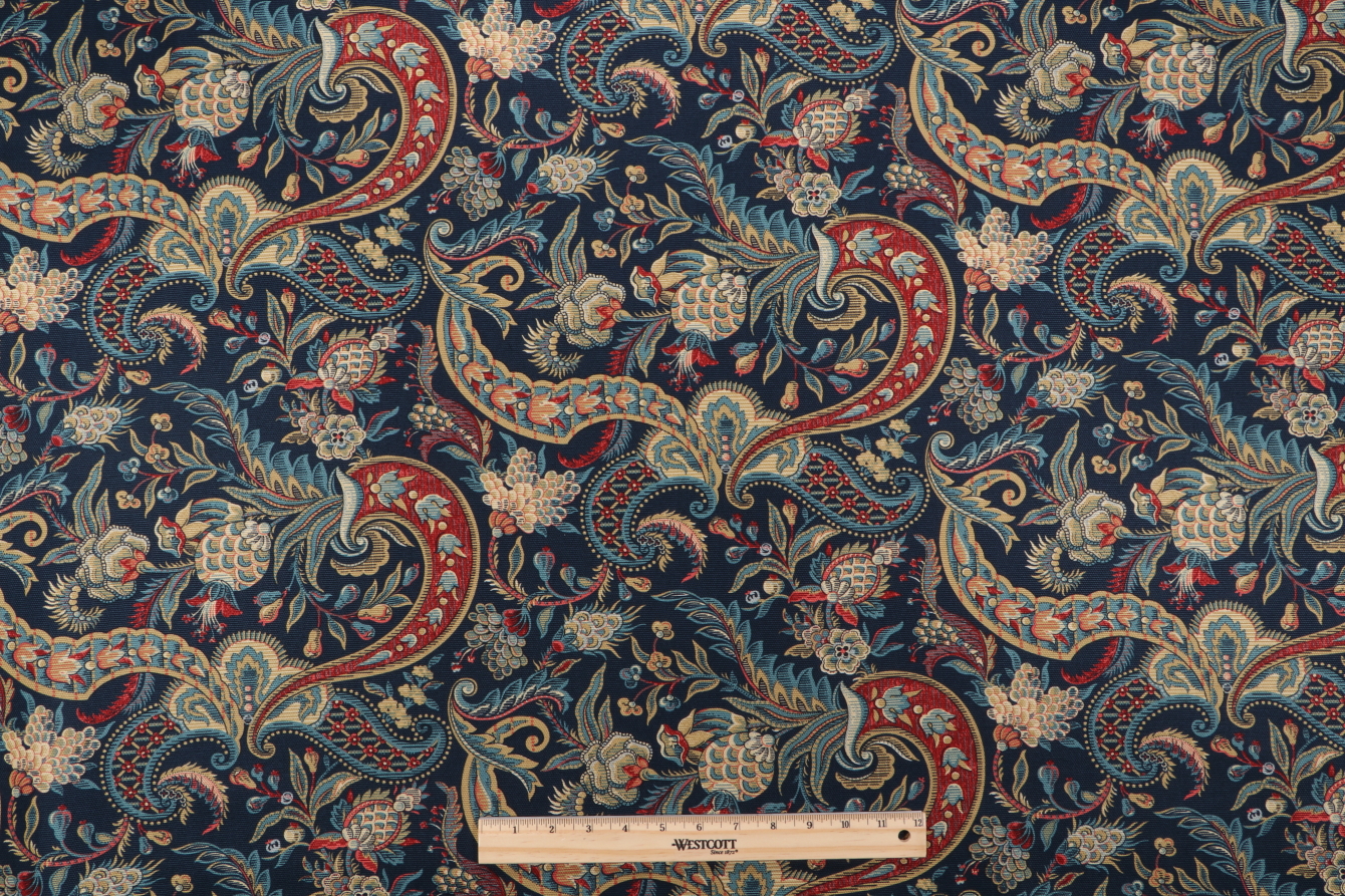 Waverly Rhapsody Printed Cotton Drapery Fabric in Jewel