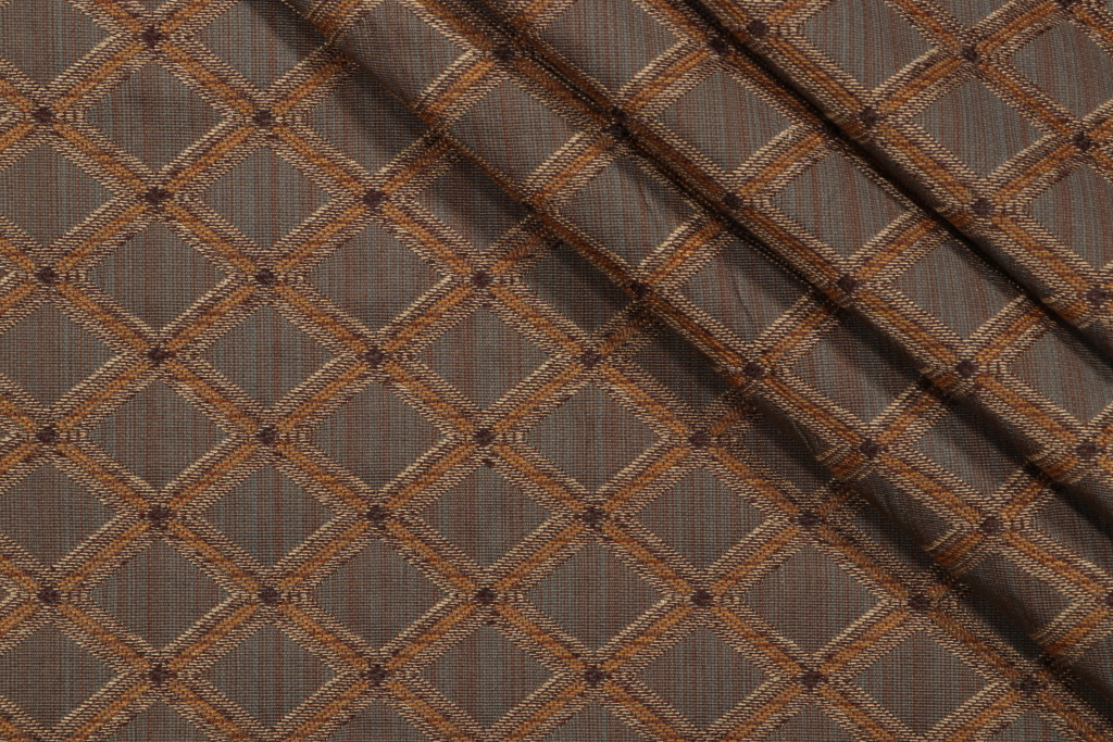 8.6 Yards Diamond Upholstery Fabric in Olive/Copper
