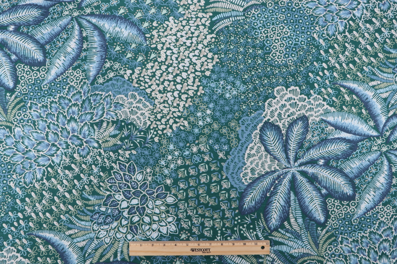 Duralee Ciado Printed Drapery Fabric in Emerald