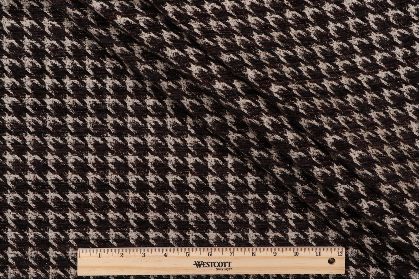 Merrimac Houndstooth Woven Chenille Upholstery Fabric in Coffee