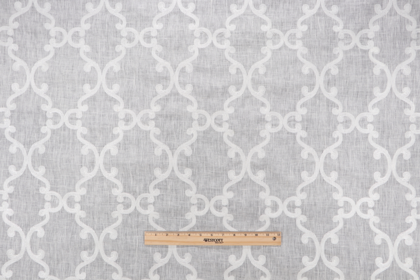 3.8 Yards Thibaut Anna French Roselli Trellis Embroidered Semi Sheer ...