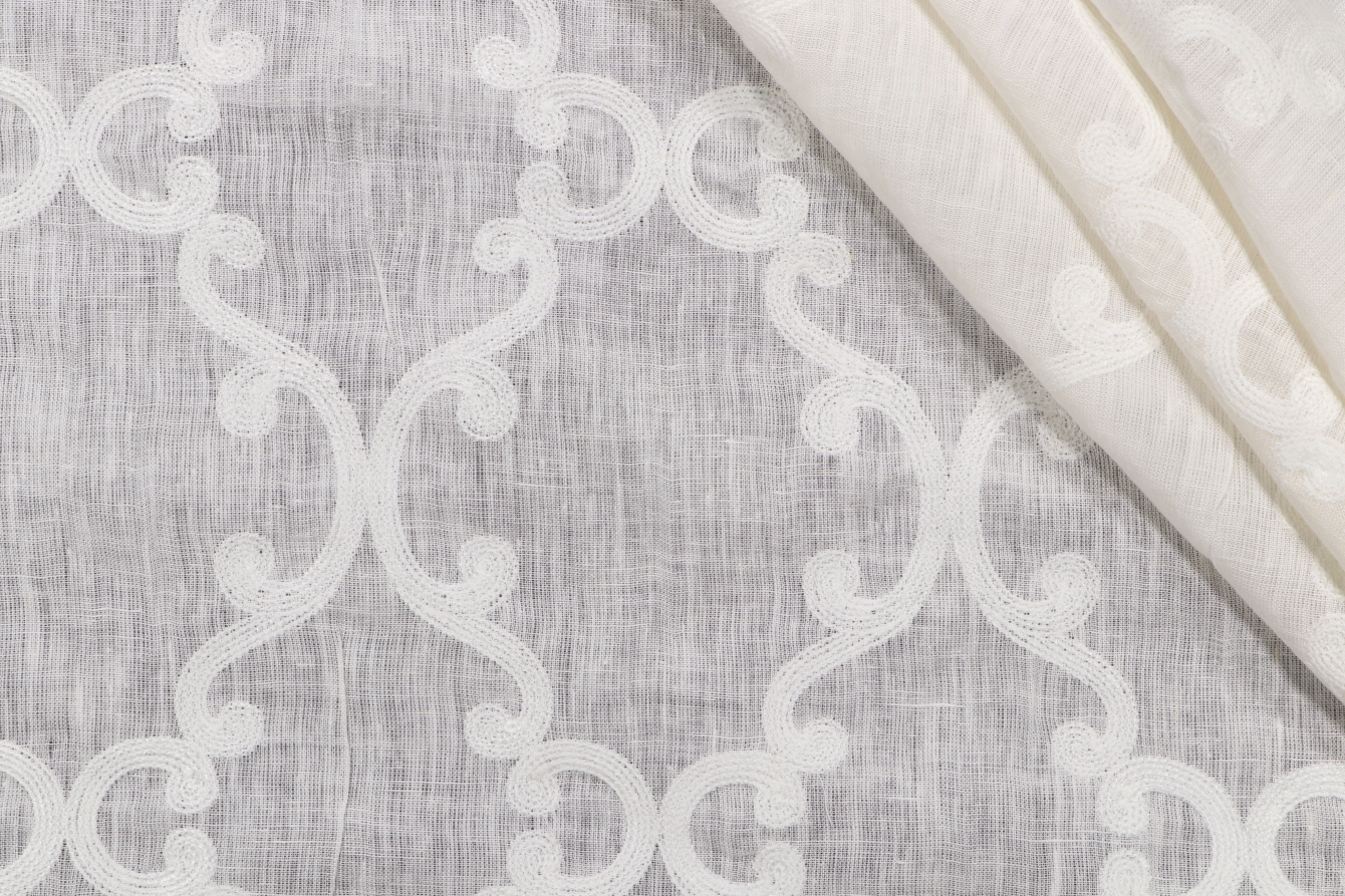 3.8 Yards Thibaut Anna French Roselli Trellis Embroidered Semi Sheer ...