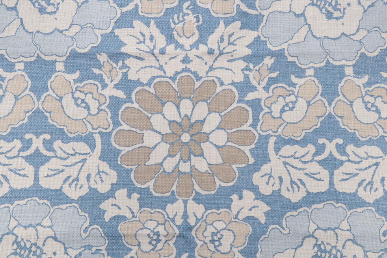 1.13 Yards Thibaut Shima AF2587 Printed Drapery Fabric in Blue