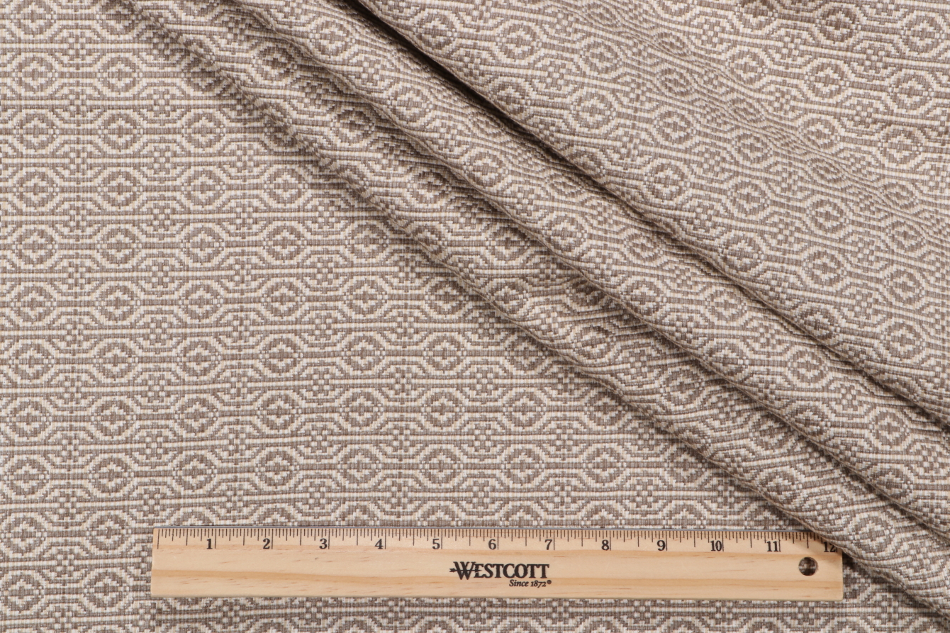 1.7 Yards Thibaut Jelena Woven Cotton Decorator Fabric in Stone W75344