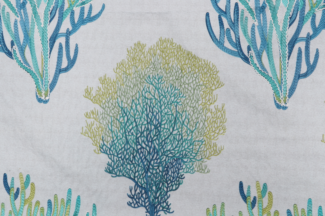 Lino Textiles Bermuda Coral Reef Embroidered & Printed Cotton Drapery ...