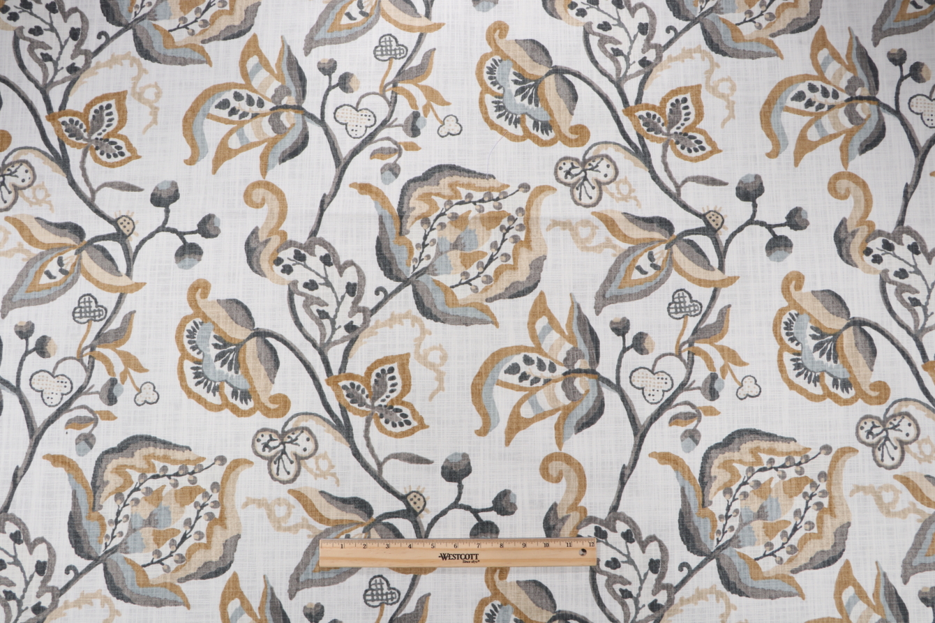Richloom Lawrence Printed Cotton Drapery Fabric in Sandstone