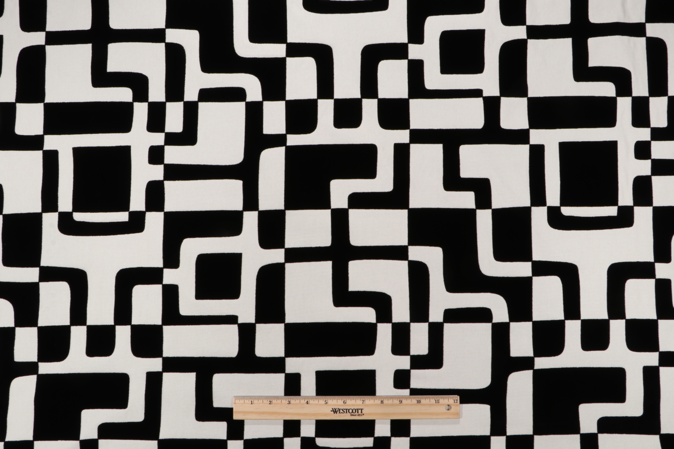 Waverly Positive Negative Printed Cotton Drapery Fabric in Domino