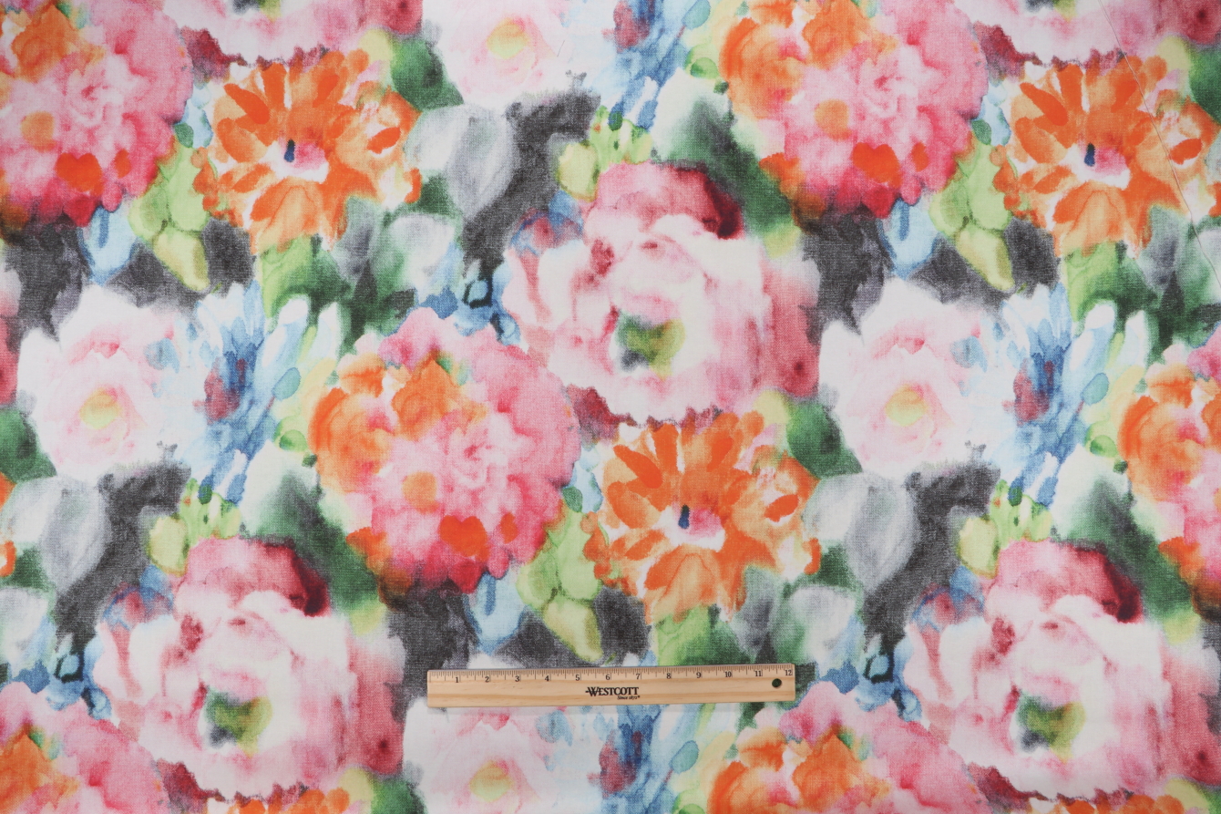 Sample of Waverly Garden Mist Printed Cotton Drapery Fabric in Jubilee