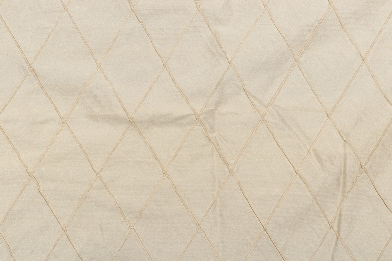 6 Yards Diamond Stitch Silk Drapery Fabric in Champagne