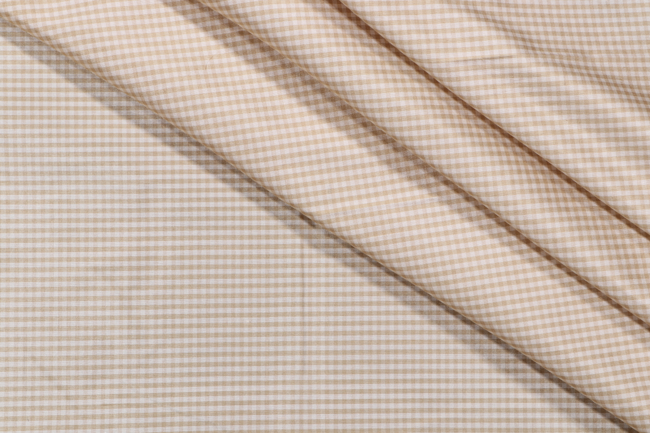 7/8 Yards Tirano Tiny Check Silk Drapery Fabric in Beige/White