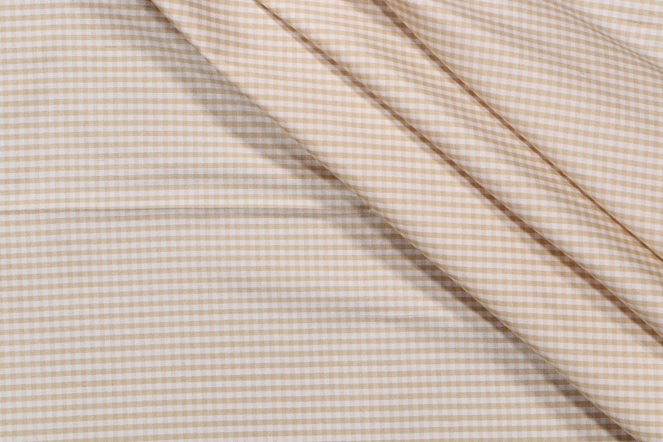 1 Yard Tirano Tiny Check Silk Drapery Fabric in Beige/White