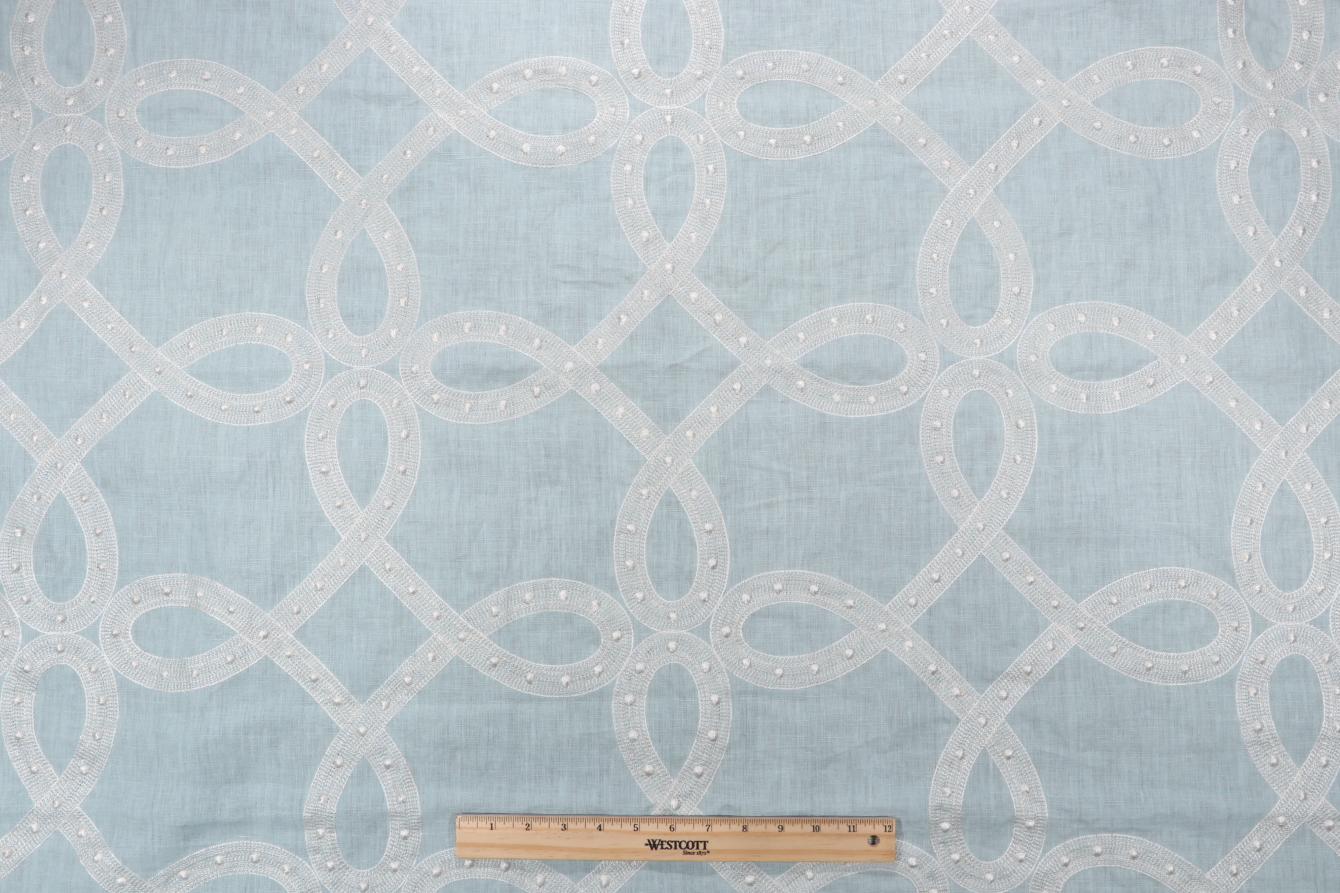 1.2 Yards Thibaut Salina Ribbon Embroidered Linen Drapery Fabric in ...