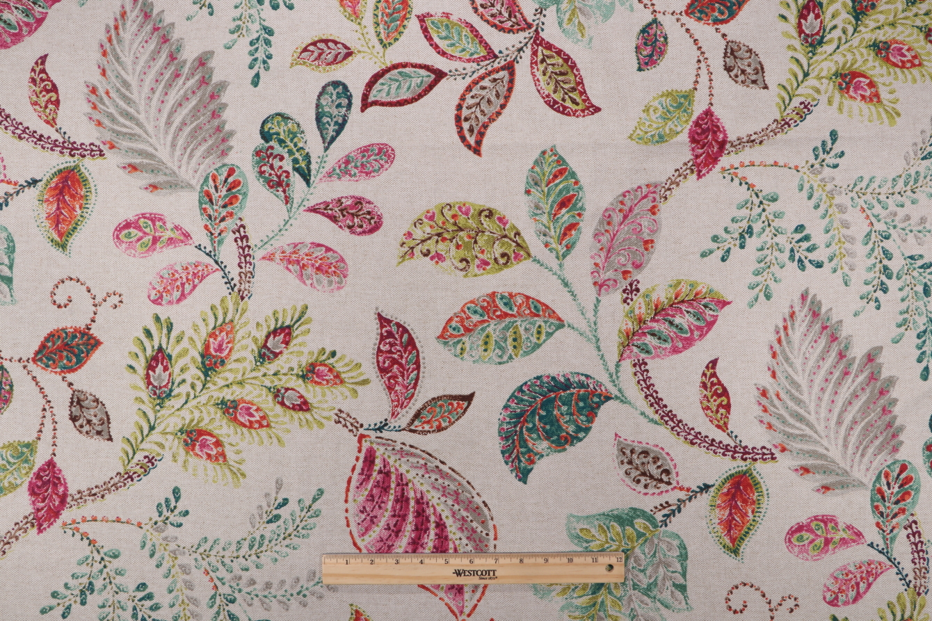 P Kaufmann Autumn Leaves Printed Drapery Fabric in Tutti Frutti