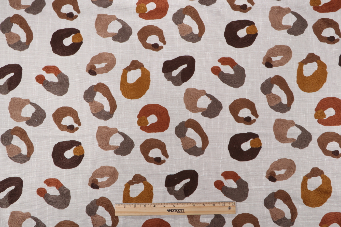 1 Yard Leopard Embroidered Drapery Fabric in Natural