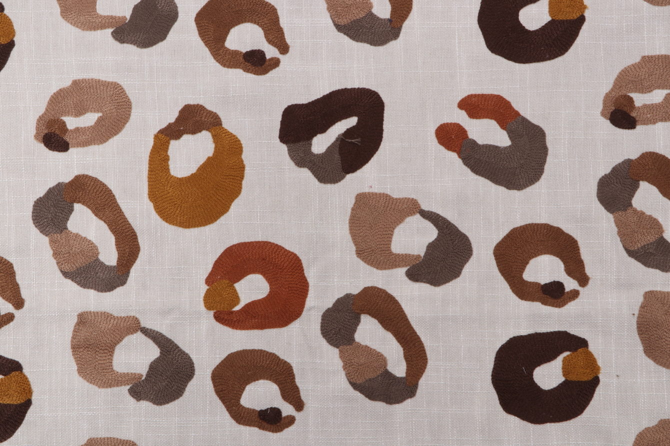 .88 Yards Leopard Embroidered Drapery Fabric in Natural