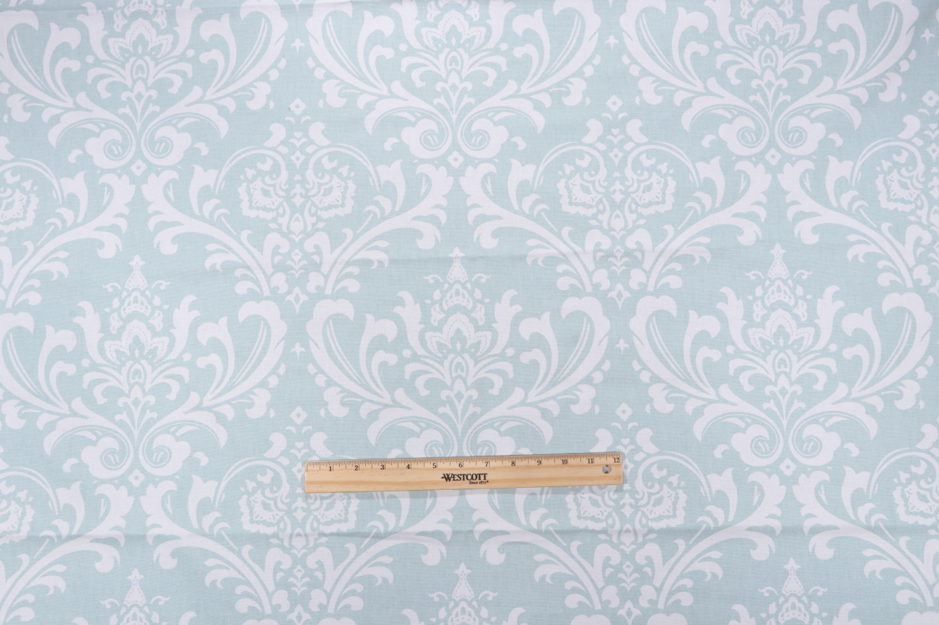 1 Yards Premier Prints Ozborne Printed Cotton Drapery Fabric in Powder Blue