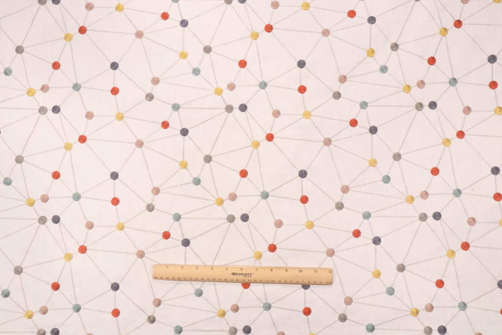 0.38 Yards Hamilton Twister Embroidered Cotton Drapery Fabric in Multi