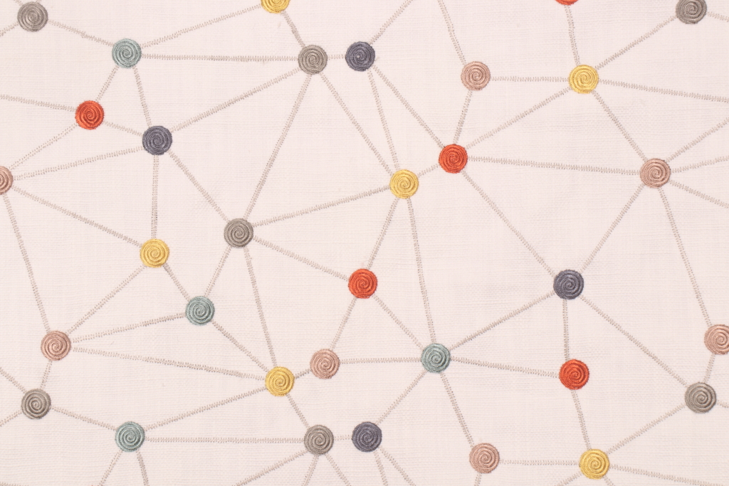 0.38 Yards Hamilton Twister Embroidered Cotton Drapery Fabric in Multi