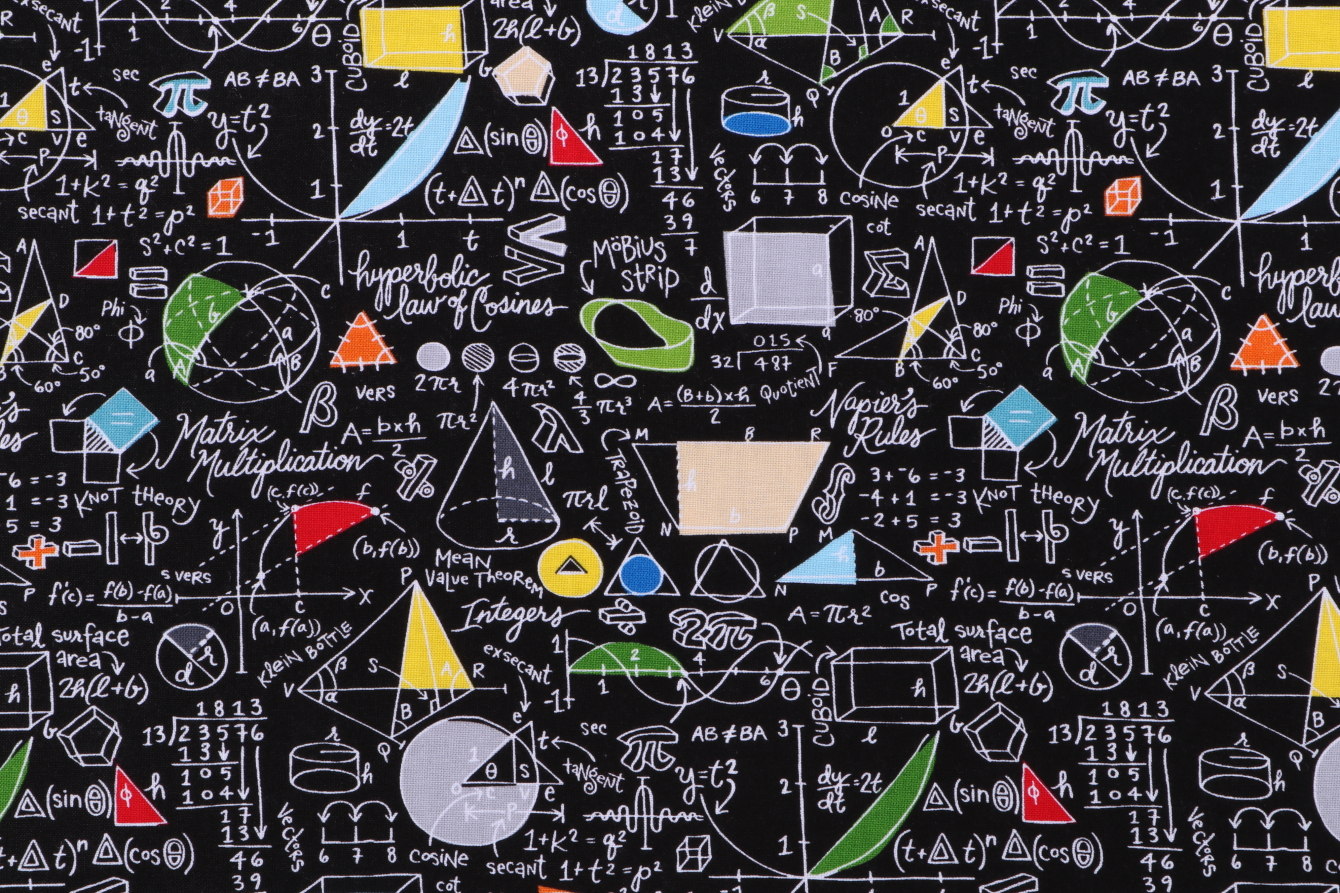 Timeless Treasures Mathematics Printed Cotton Craft Fabric in Black