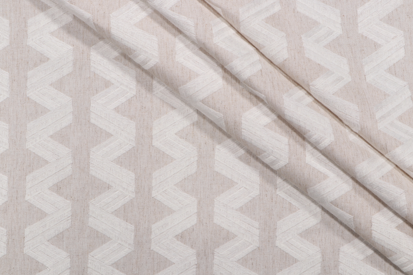 Hamilton Grace Embroidered Drapery Fabric in Natural